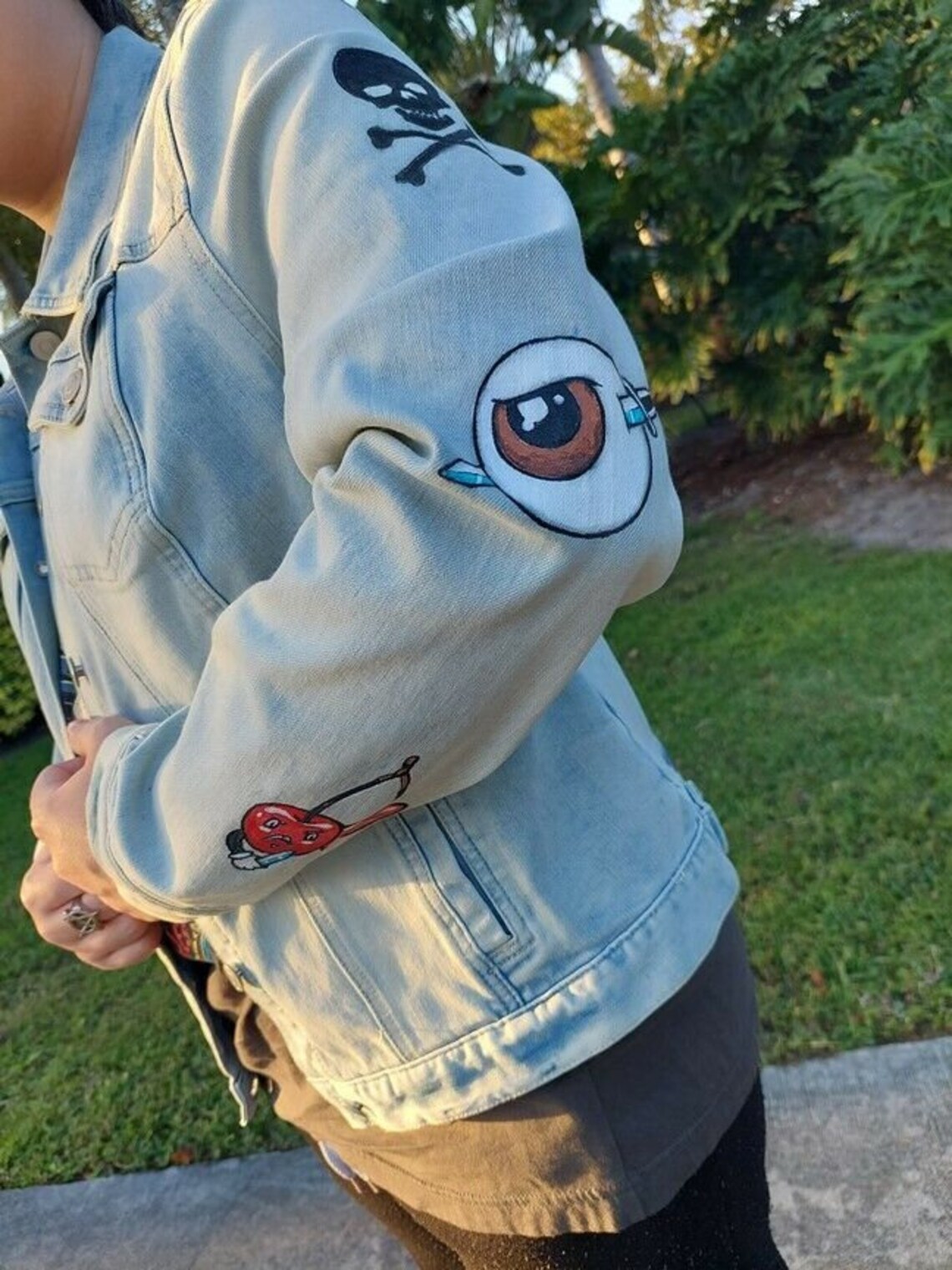 Custom Painted Denim Battle Jacket Art That Kills Trust No - Etsy