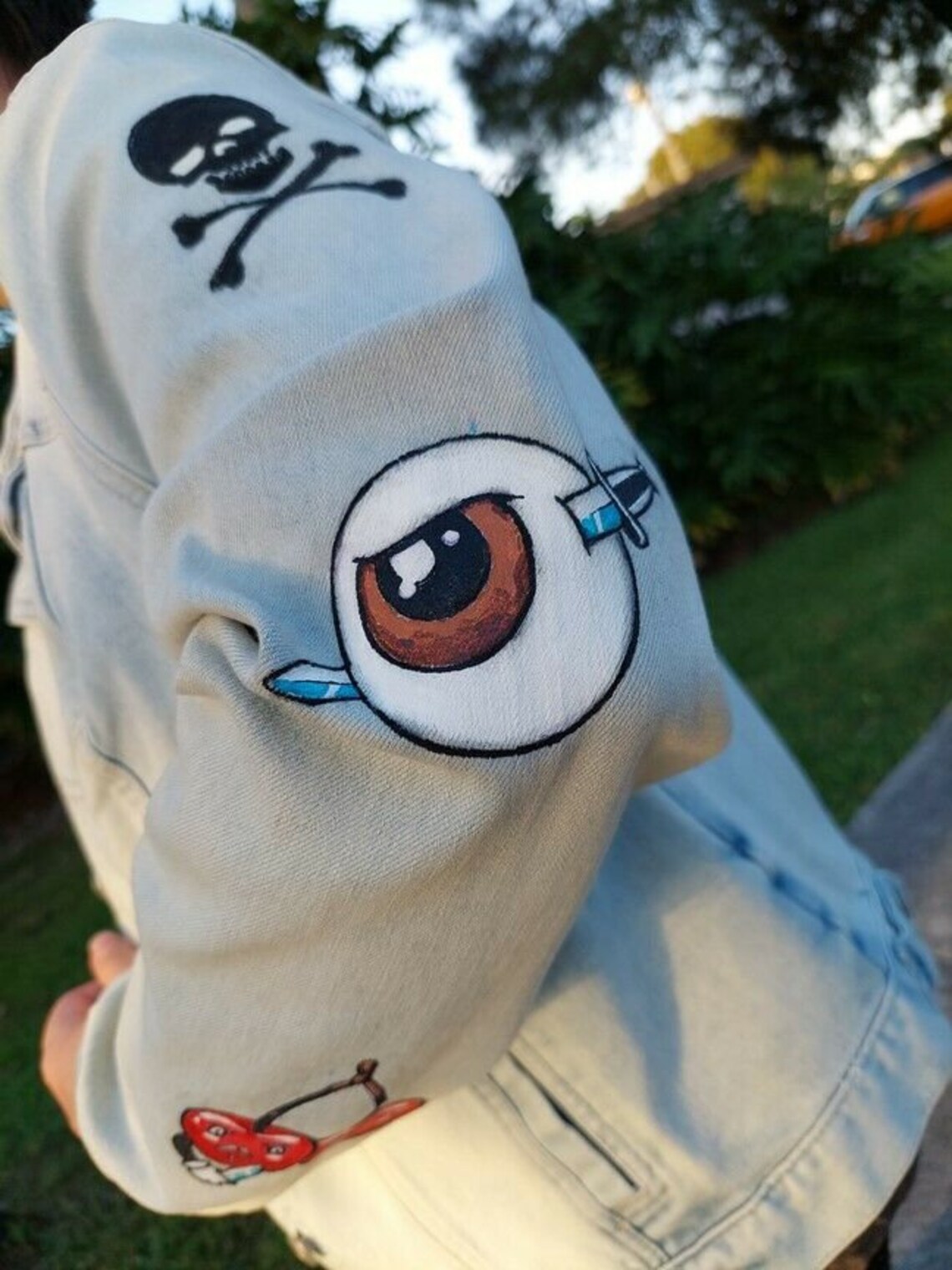 Custom Painted Denim Battle Jacket Art That Kills Trust No - Etsy