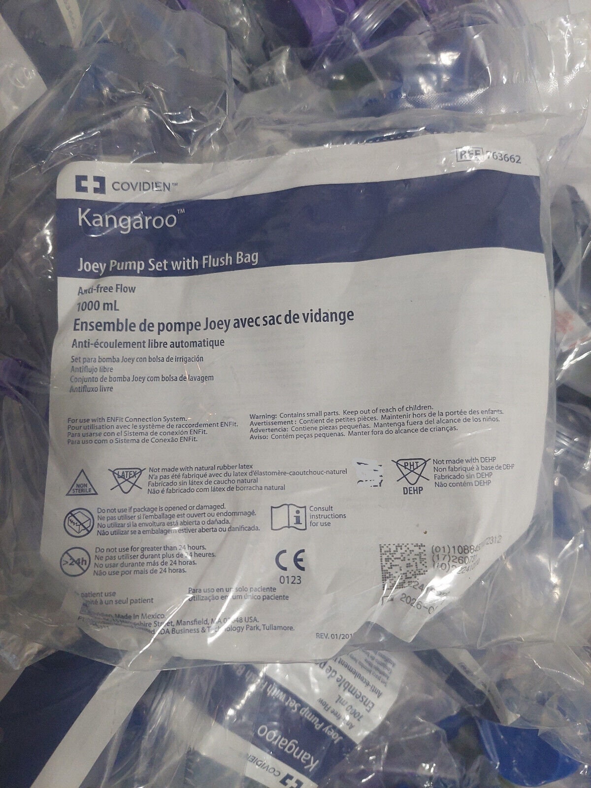 12x New Covidien Kangaroo 1000ml Joey Pump Set W/flush Bag Qty 12 ...