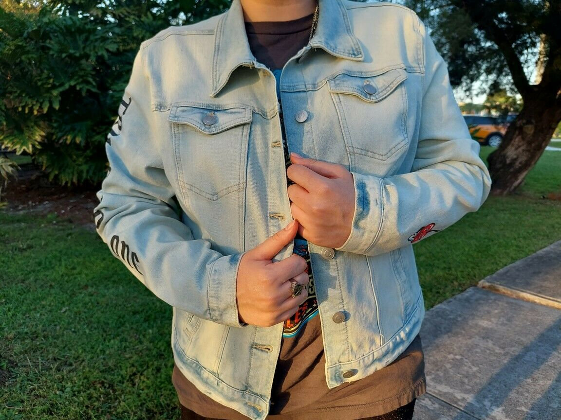 Custom Painted Denim Battle Jacket Art That Kills Trust No One Unisex ...