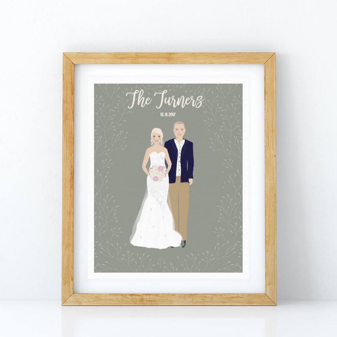 Custom Wedding Portrait, Printable Portrait Illustration, Wedding ...