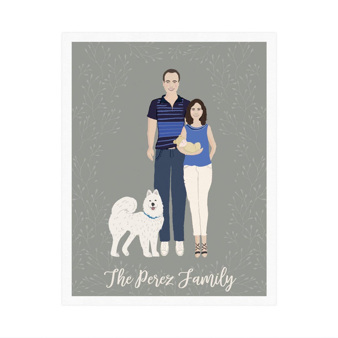 Family Portrait Customized Family Portrait Illustration - Etsy