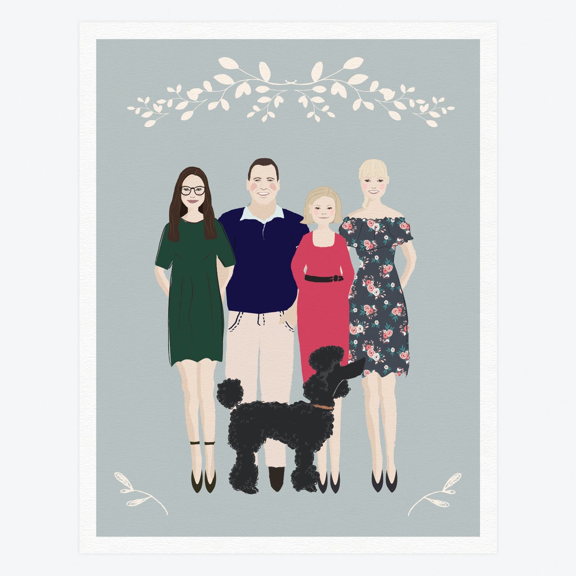 Family Portrait Customized Family Portrait Illustration | Etsy