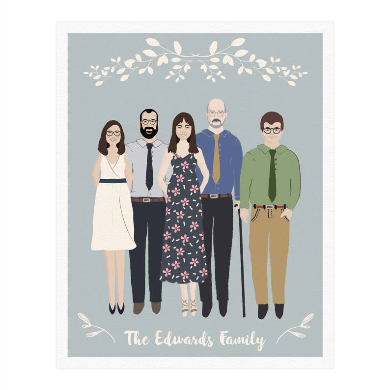Family Portrait Customized Family Portrait Illustration - Etsy