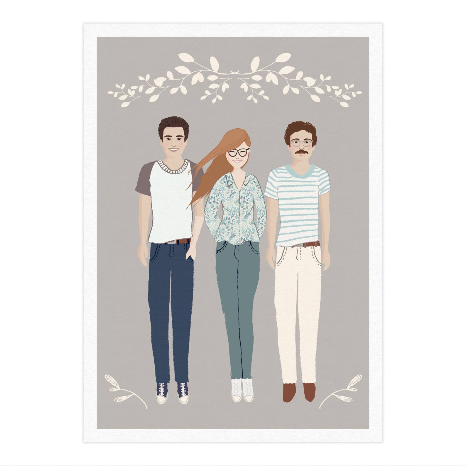 Family Portrait, Customized Family Portrait Illustration, Printable ...