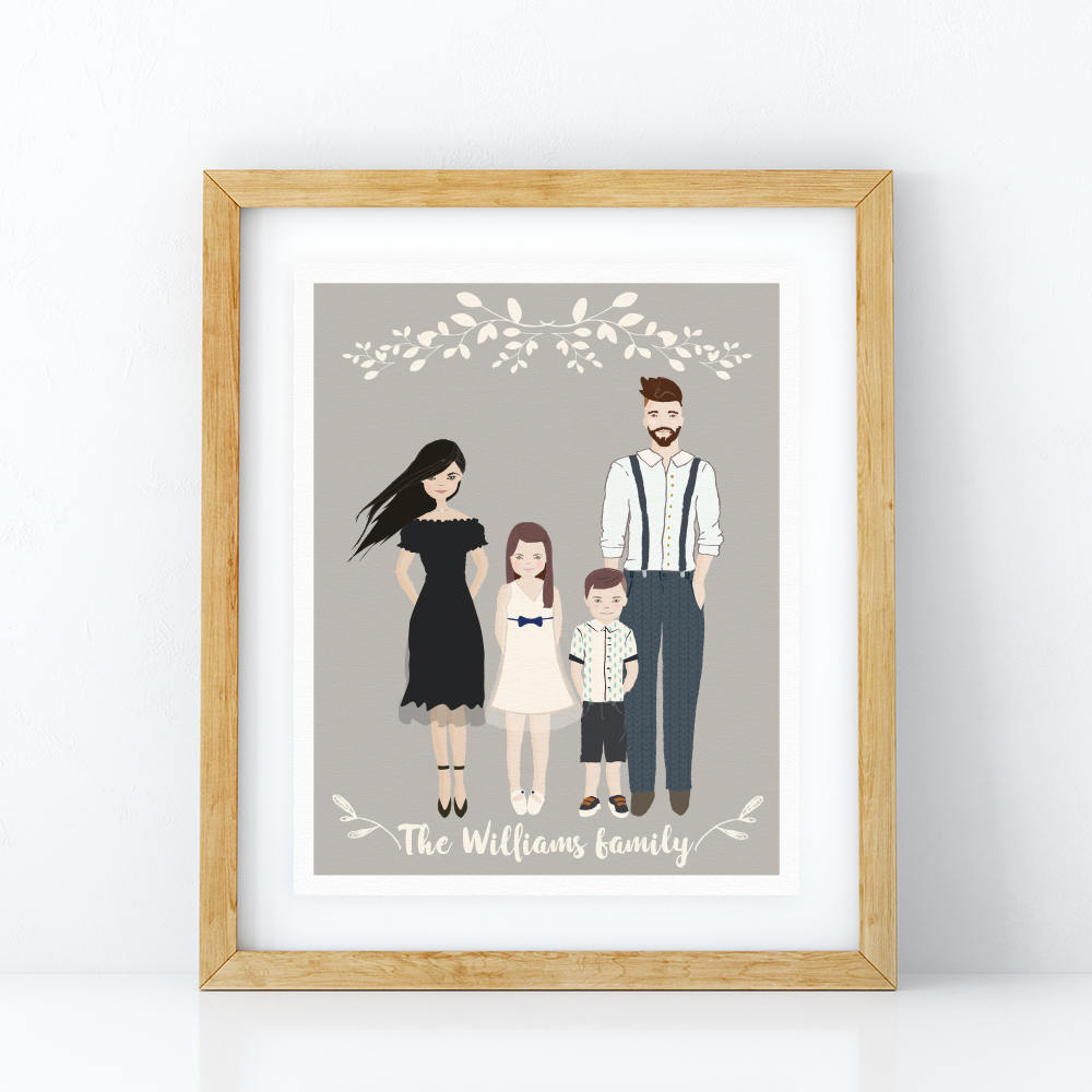 Family Portrait, Customized Family Portrait Illustration, Printable ...