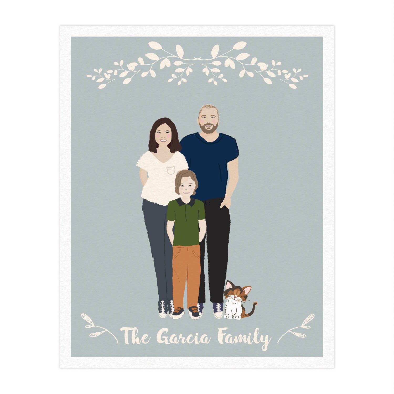 Family Portrait Customized Family Portrait Illustration | Etsy