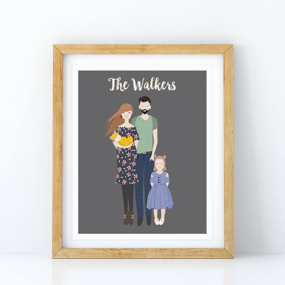 Family Portrait, Customized Family Portrait Illustration, Portrait ...