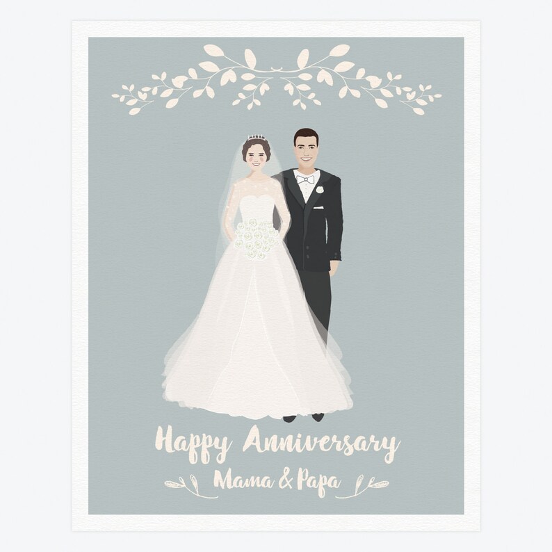 Wedding Portrait Wedding Illustration Anniversary - Etsy