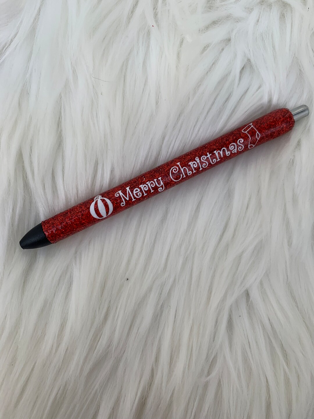 Merry Christmas Epoxy Pen • Red Glitter Pen • Holiday Gift • Stocking ...