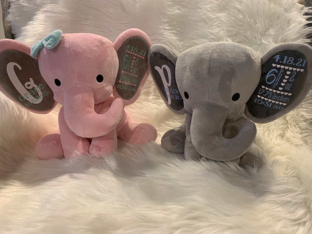 Personalized Birth Stat Elephant • Custom Baby Gift • Newborn Keepsake ...