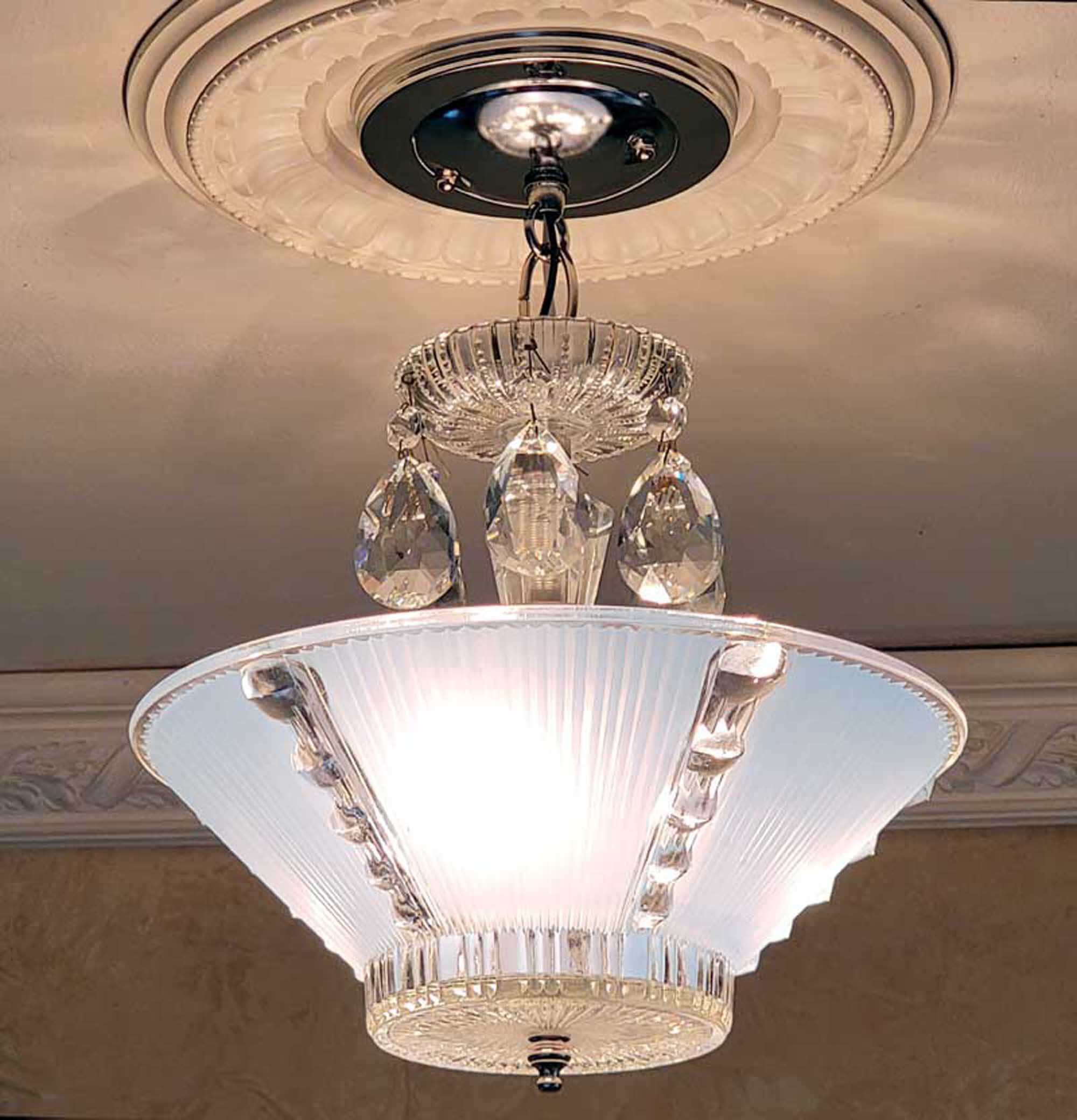 027c Vintage Antique Ceiling Light Fixture Chandelier Glass | Etsy