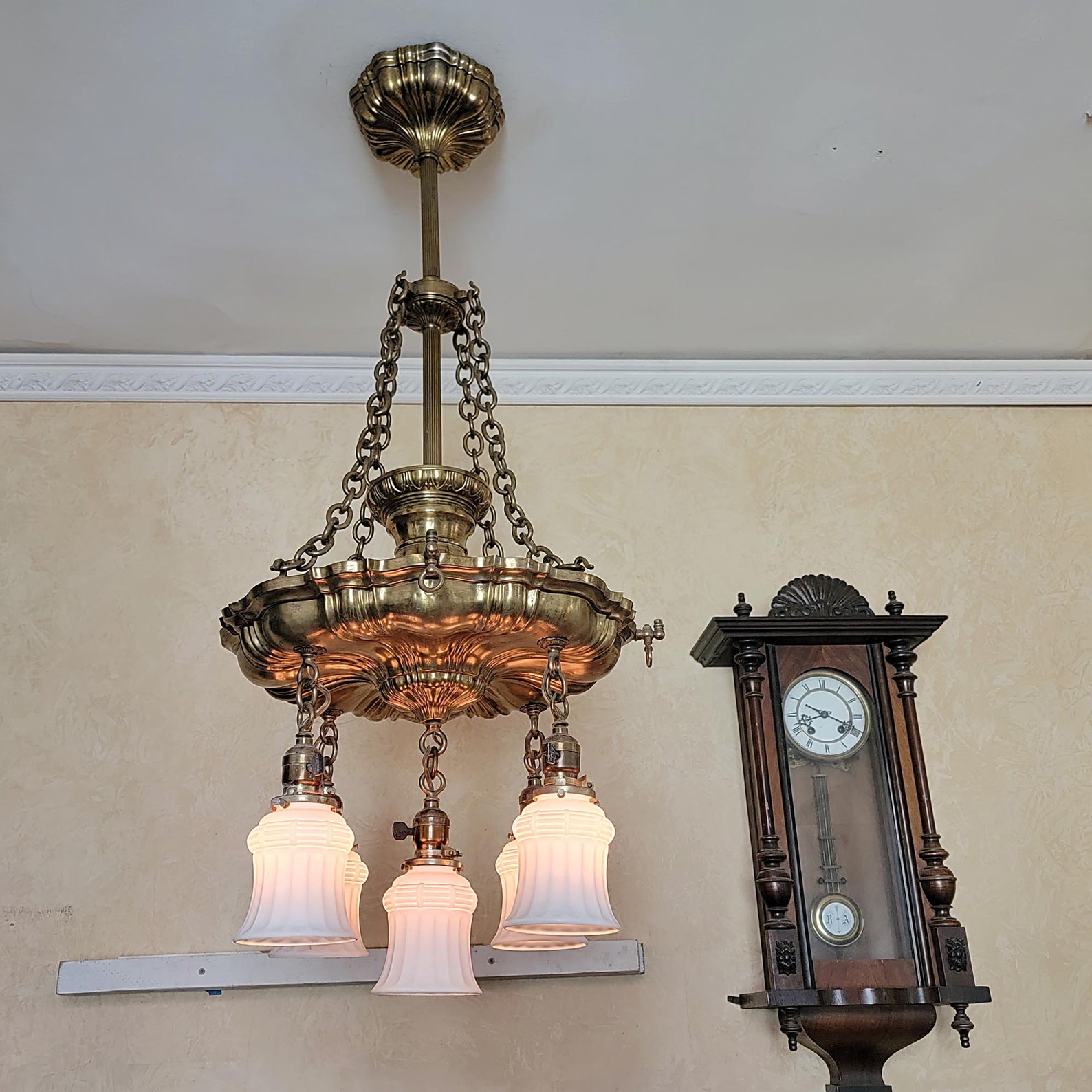 341c Antique 1910's 20s Sheffield Brass Gas Electric Transitional ...