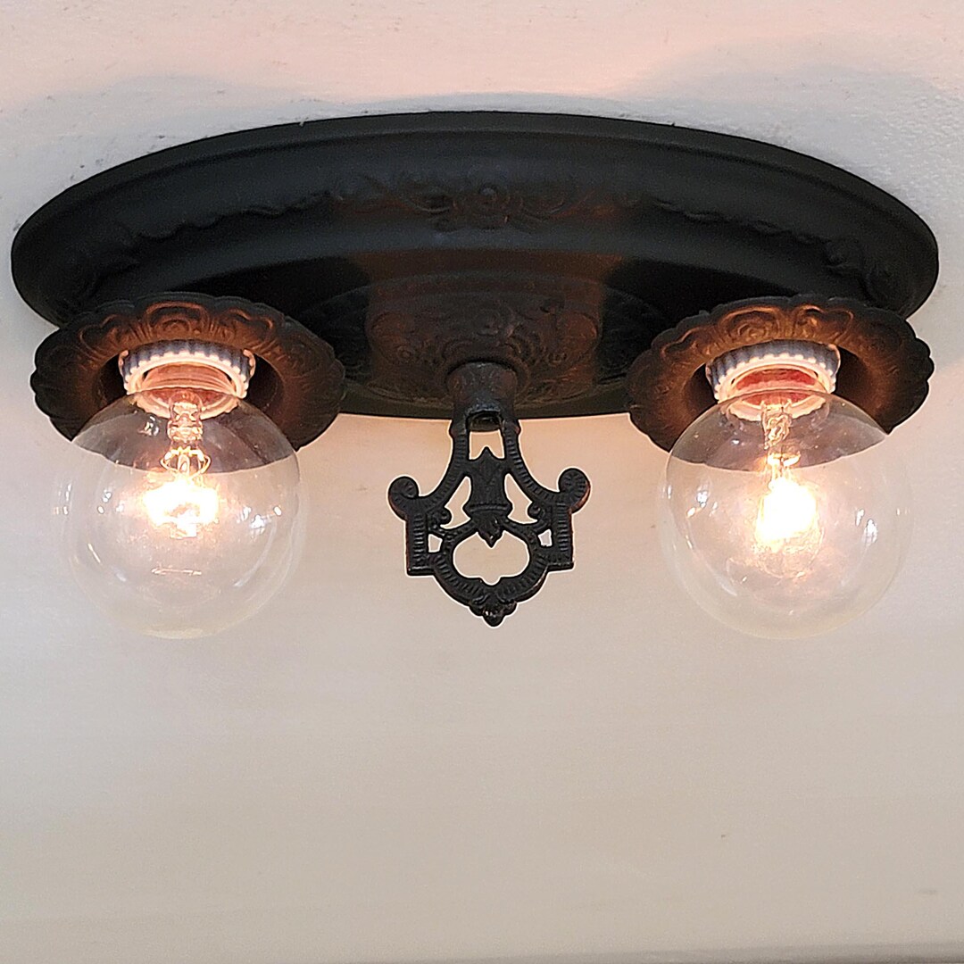 578c Antique 1910's 20's Victorian Ceiling Light Lamp Fixture Hall ...