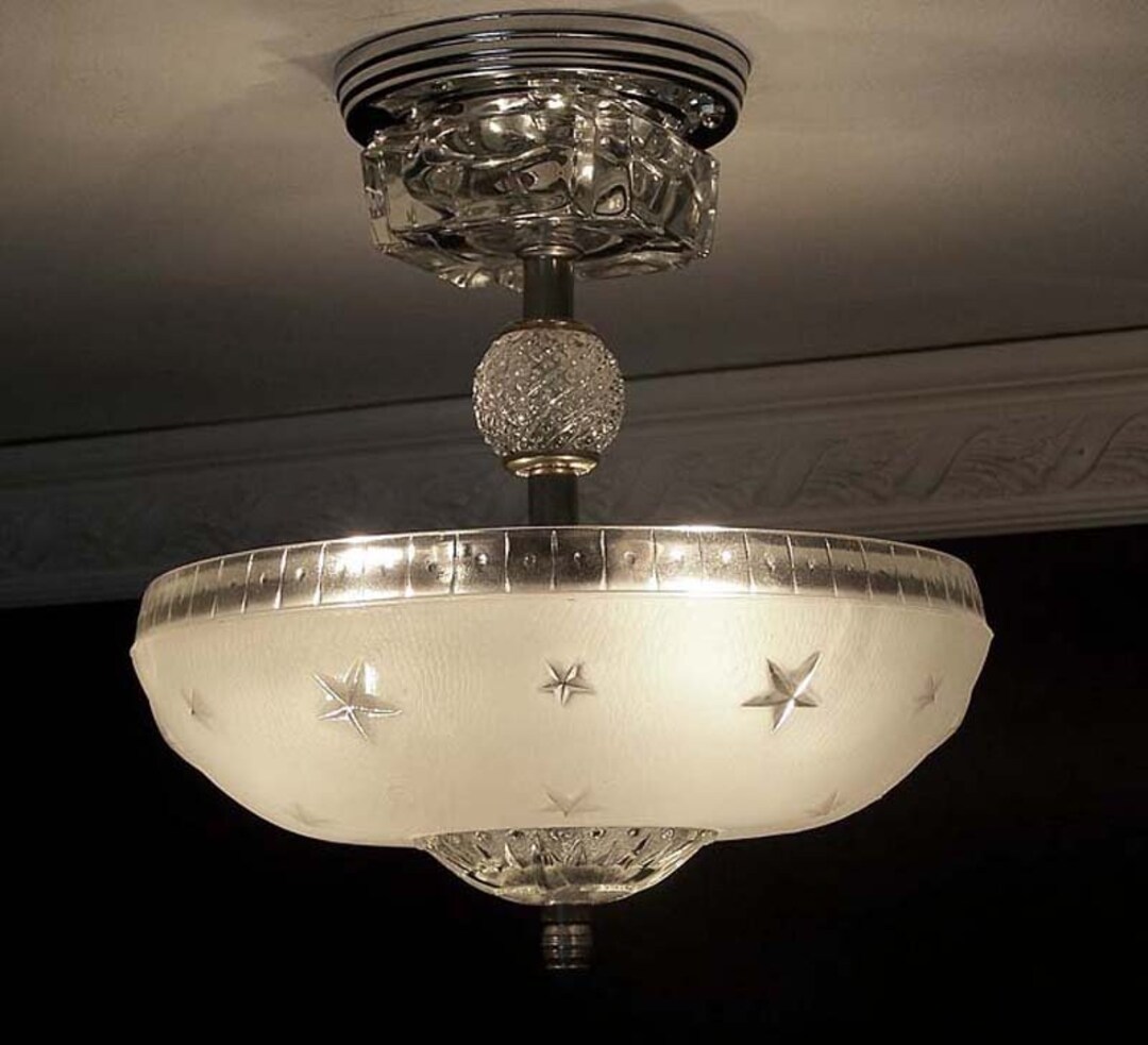 328a Antique/vtg 1940's Ceiling Lamp Light Fixture Nautical Maritime ...