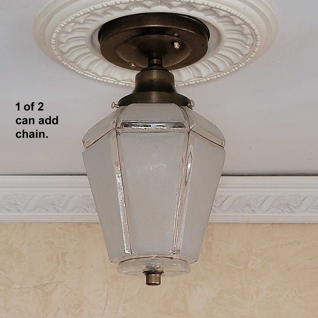 173c Antique/vtg Colonial Style Glass Ceiling Light Fixture Globe Hall ...