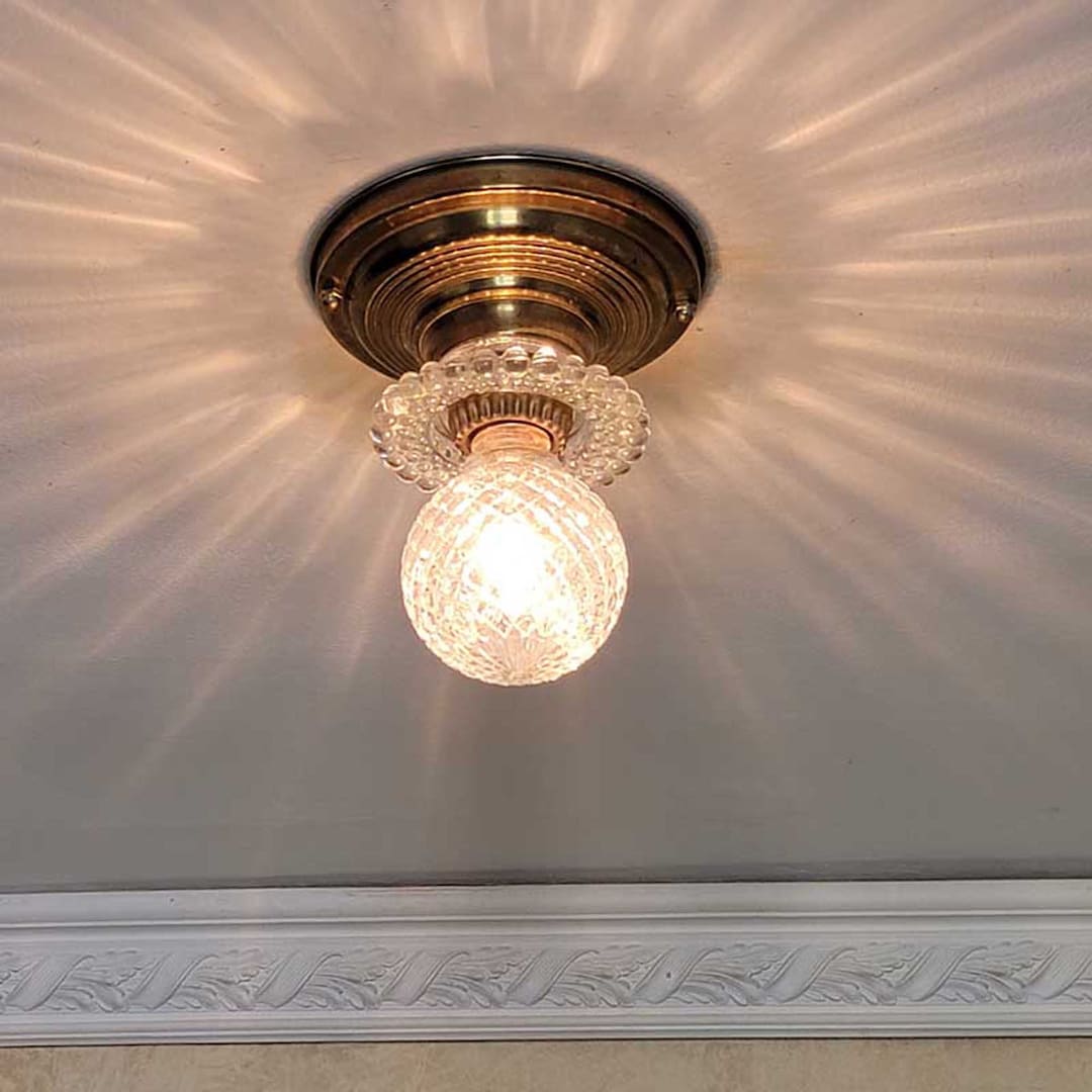 031m1 Antique Ceiling Light Fixture 20's 40's Globe - Etsy
