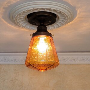 119c Antique Vintage 20s- 40s Glass Arts Crafts Mission Tudor Ceiling ...