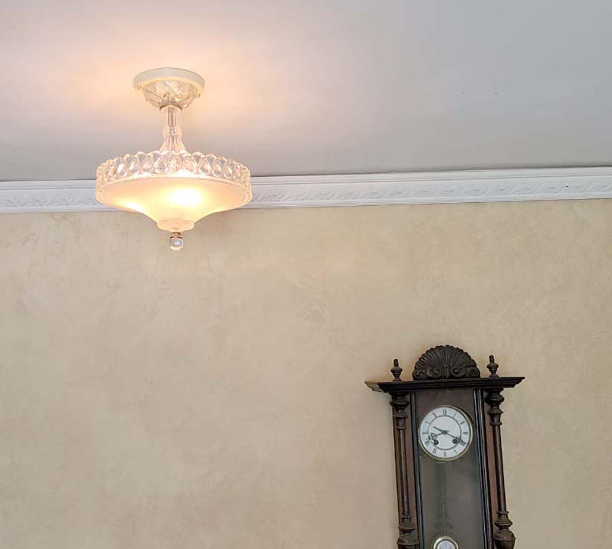 132bp Antique/vgt 1930's 40's Pair Glass Ceiling Light Lamp Fixture ...