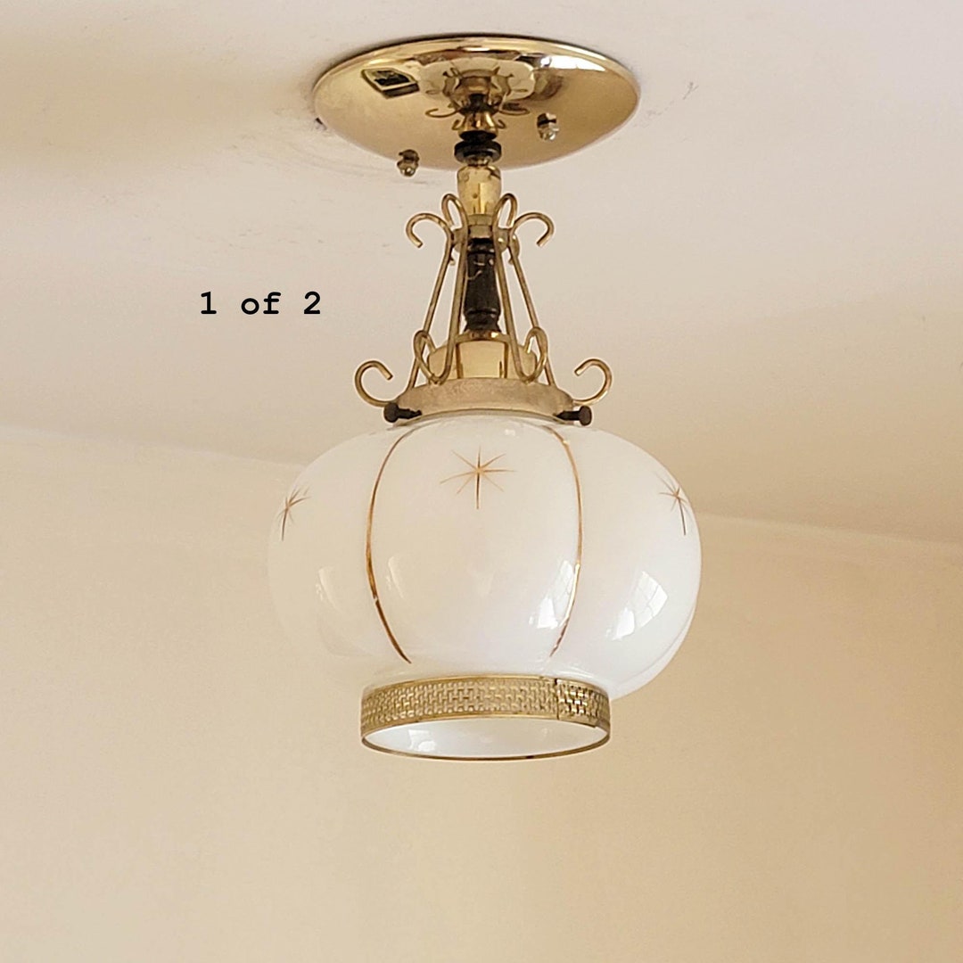 544c 50's 60's Vintage Ceiling Light Lamp Fixture Atomic Mid-century ...