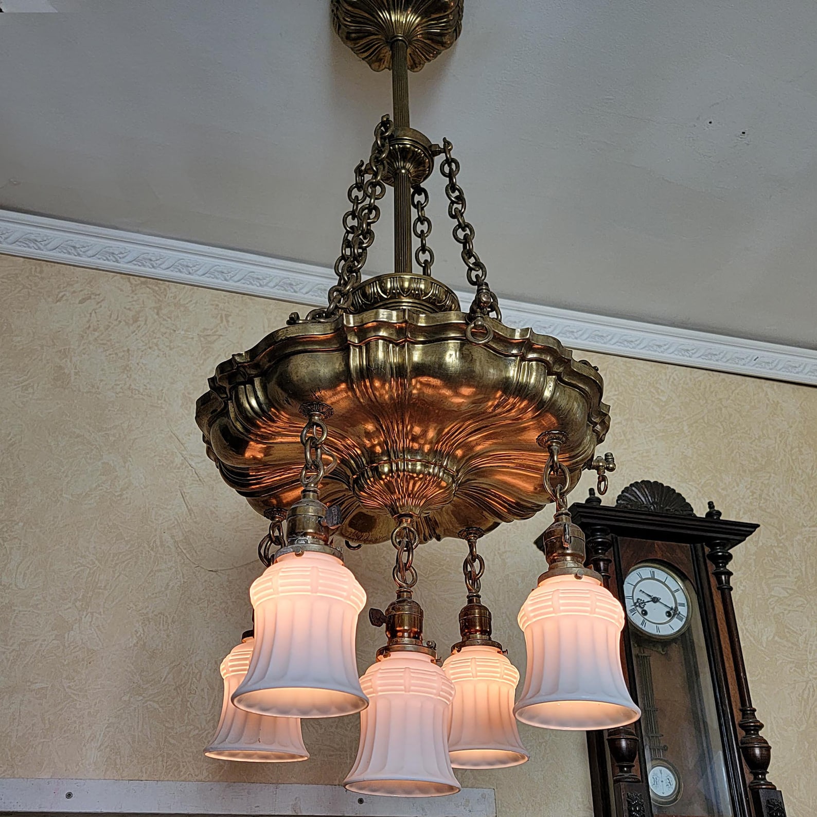 341c Antique 1910's 20s Sheffield Brass Gas Electric Transitional ...