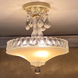 132bp Antique/vgt 1930's 40's Pair Glass Ceiling Light Lamp Fixture ...