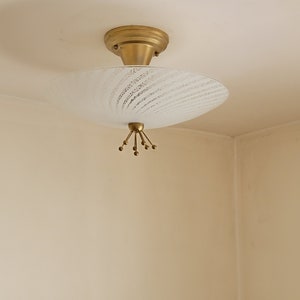 260c 50s 60s Vintage Ceiling Light Lamp Fixture Glass Shade Atomic Mid ...