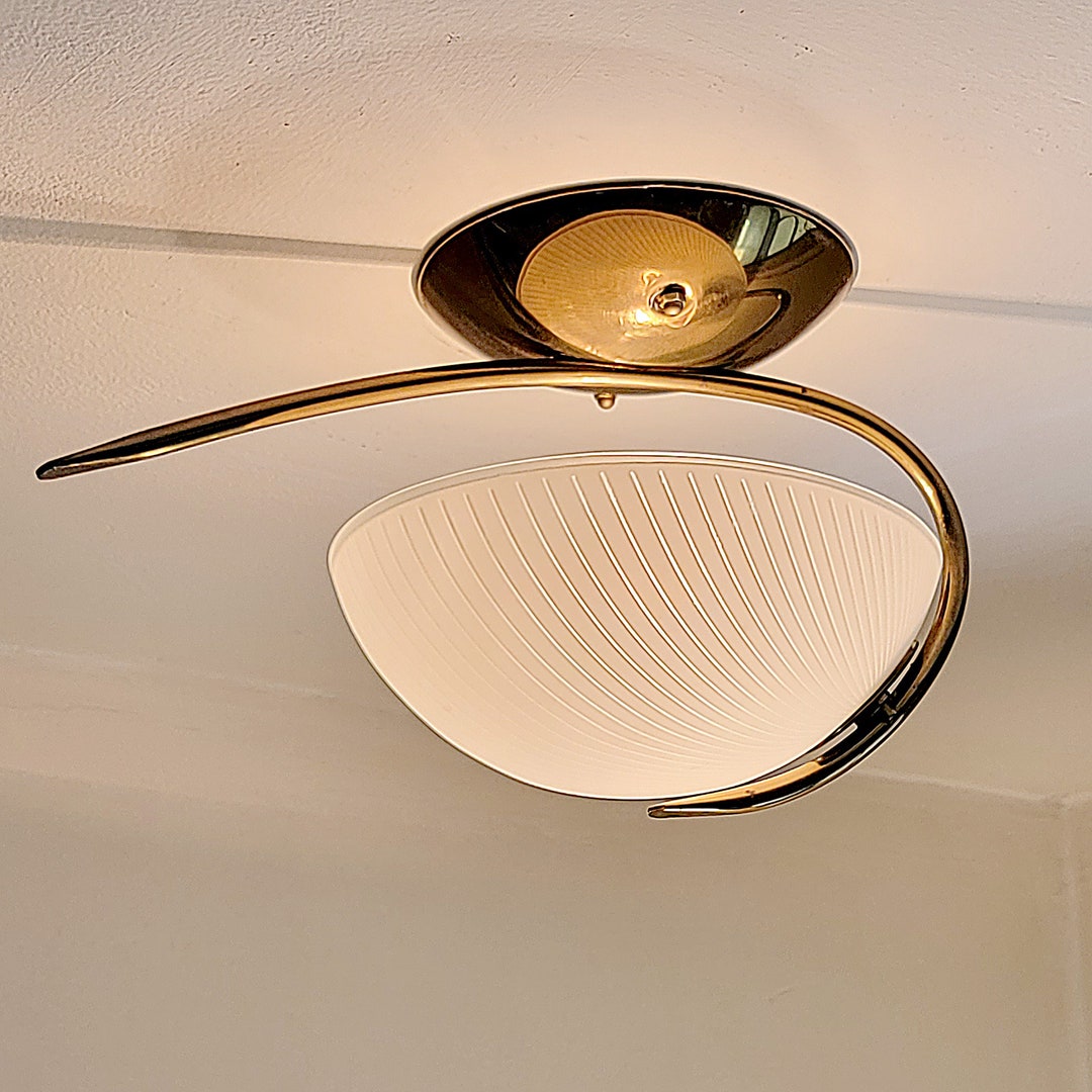 190c Vintage 50's 60s Mid-century Modern Ceiling Light Lamp Fixture ...
