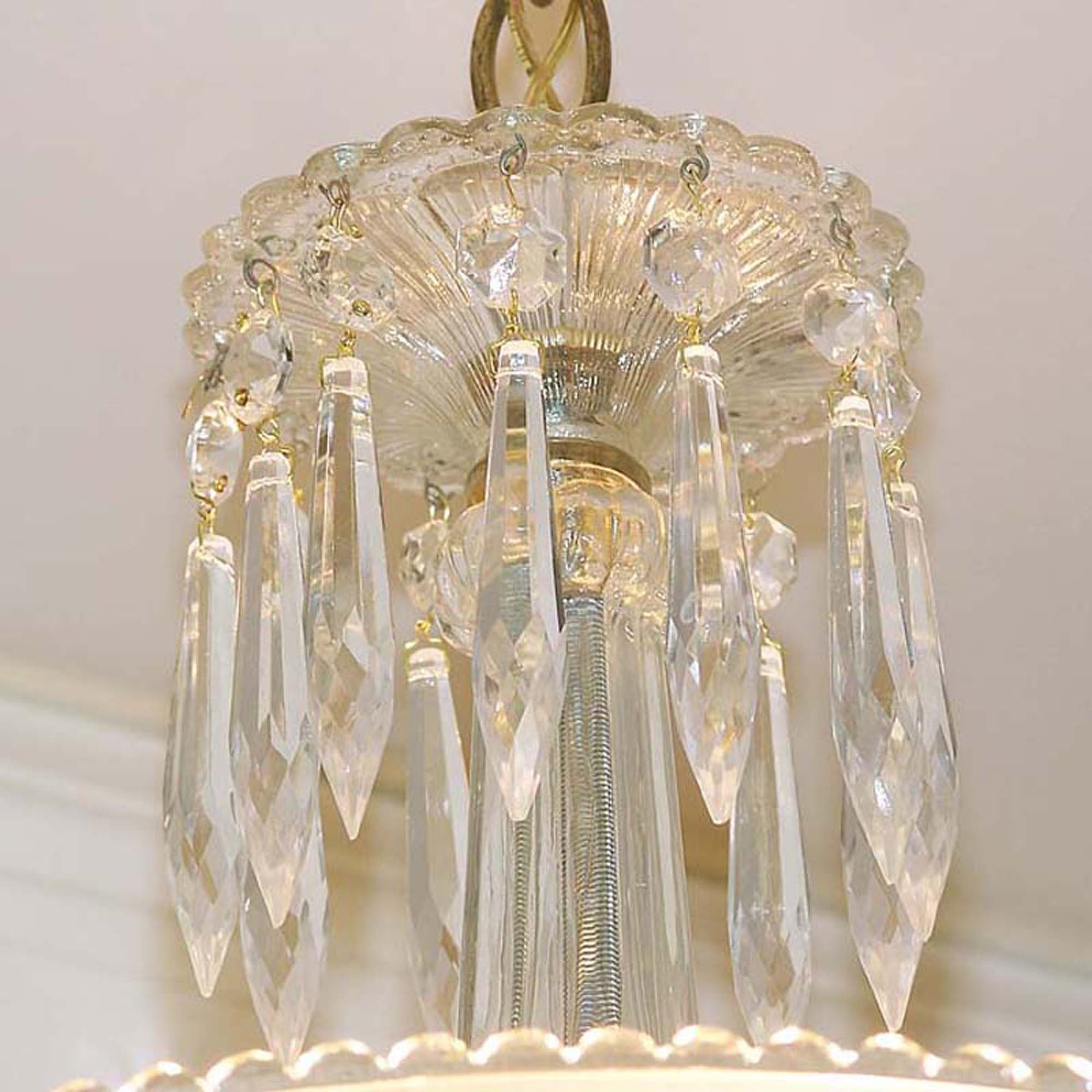 549r Antique/vtg 1930s 40s Ceiling Light Glass Shade Fixture Chandelier ...