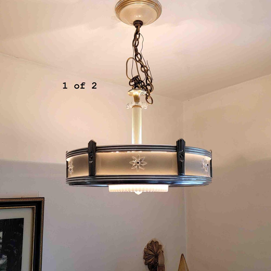775c Vintage Antique Ceiling Art Deco Revival Diner Ceiling Light Lamp ...