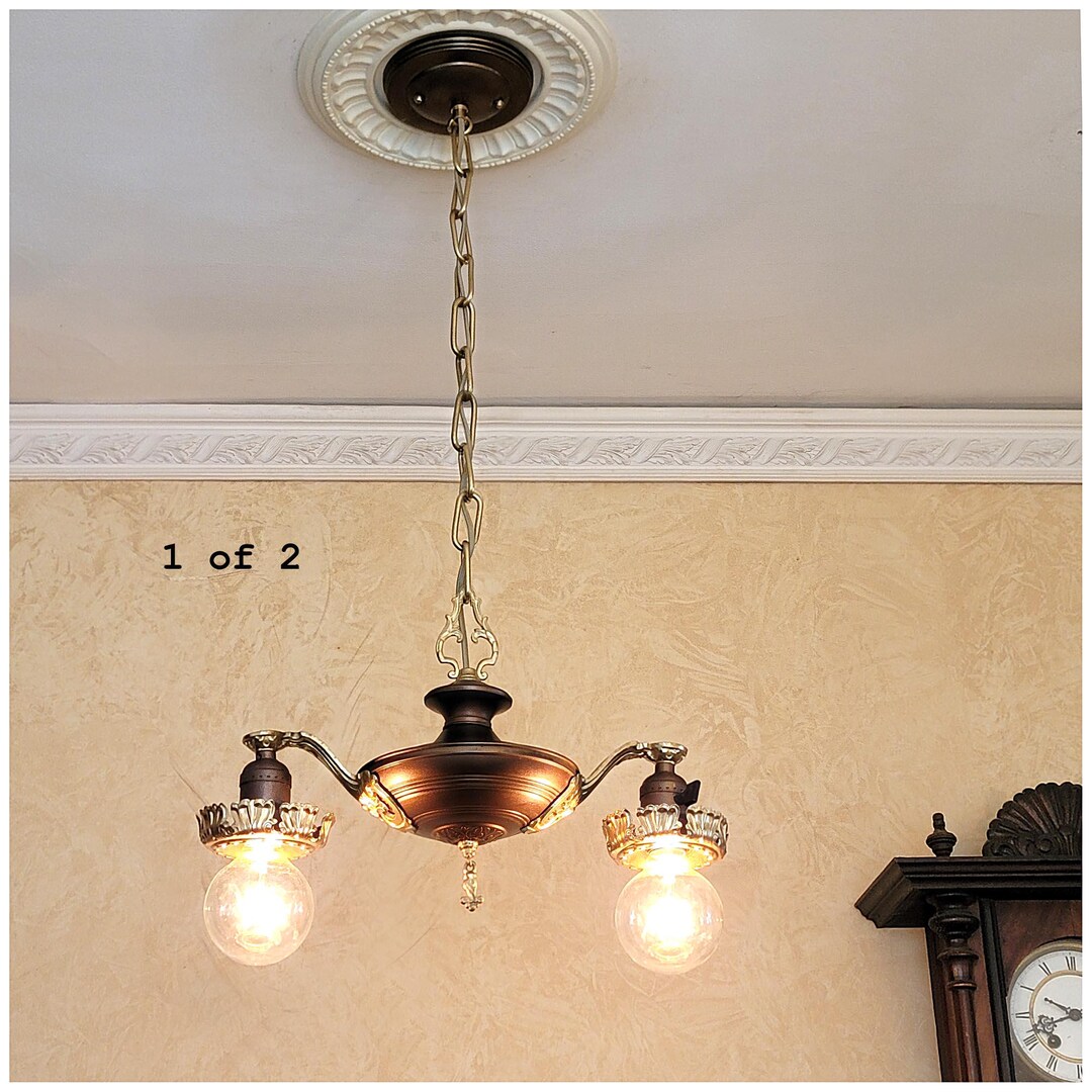 579c Antique 1910's 20's Victorian Ceiling Light Lamp Fixture ...