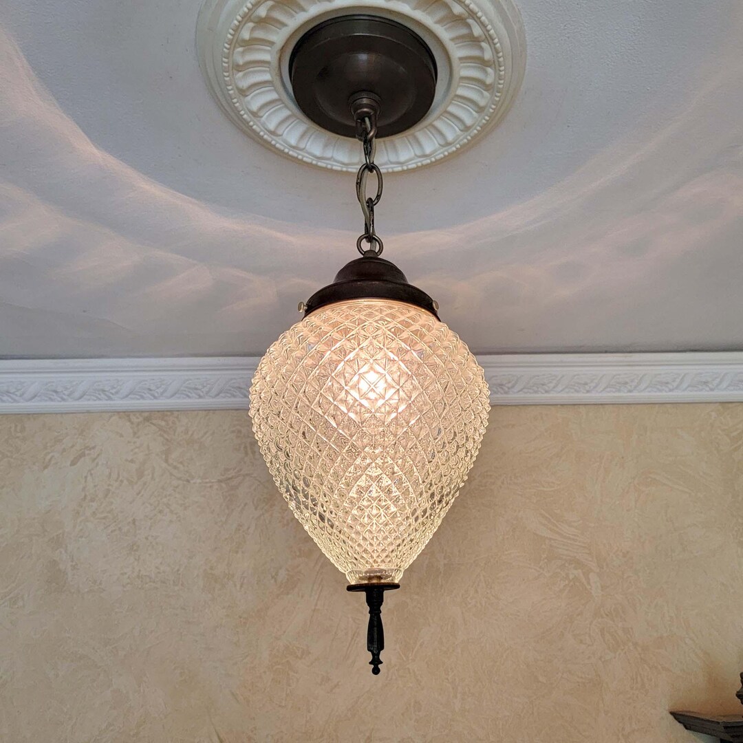 479c Antique 1910's 20's Victorian CEILING LIGHT Lamp Fixture Glass ...