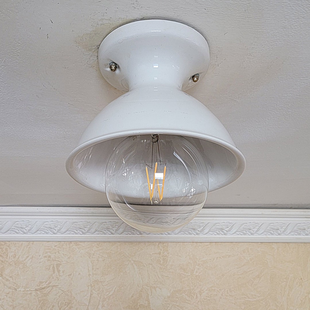 382c Antique Vintage 1910s 20s Porcelain Ceiling Light Victorian Arts ...