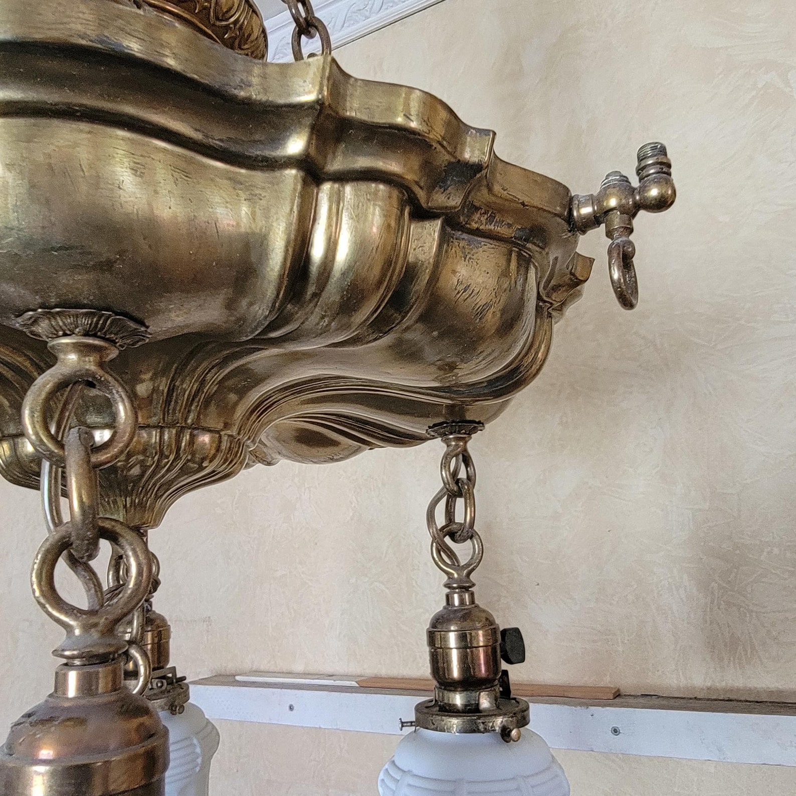 341c Antique 1910's 20s Sheffield Brass Gas Electric Transitional ...