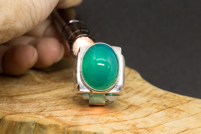 Chrysocolla Chalcedony Men's Ring - Etsy