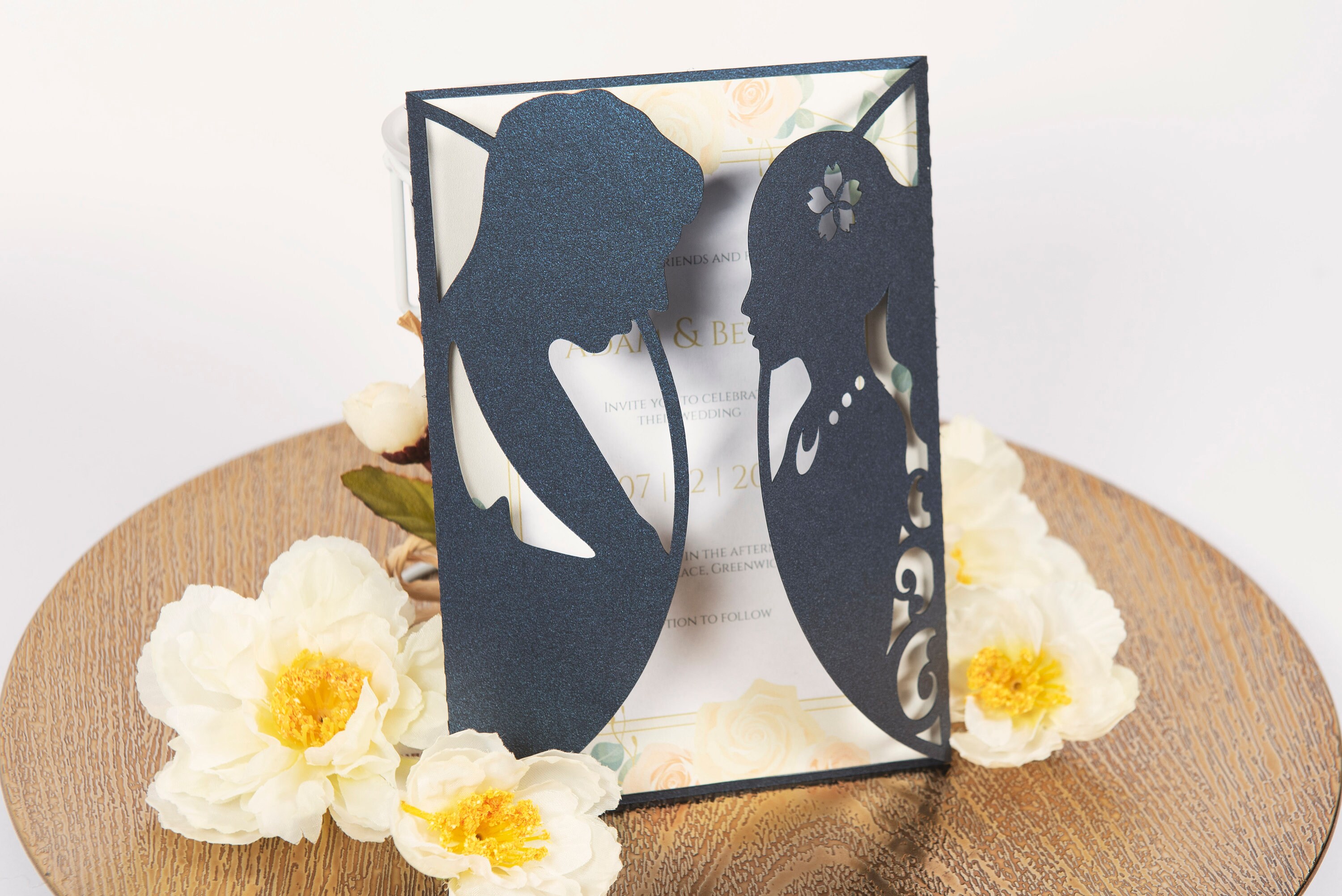 5x7 Romantic Couple Wedding Invitation - Laser Cut Template (svg, Dxf ...