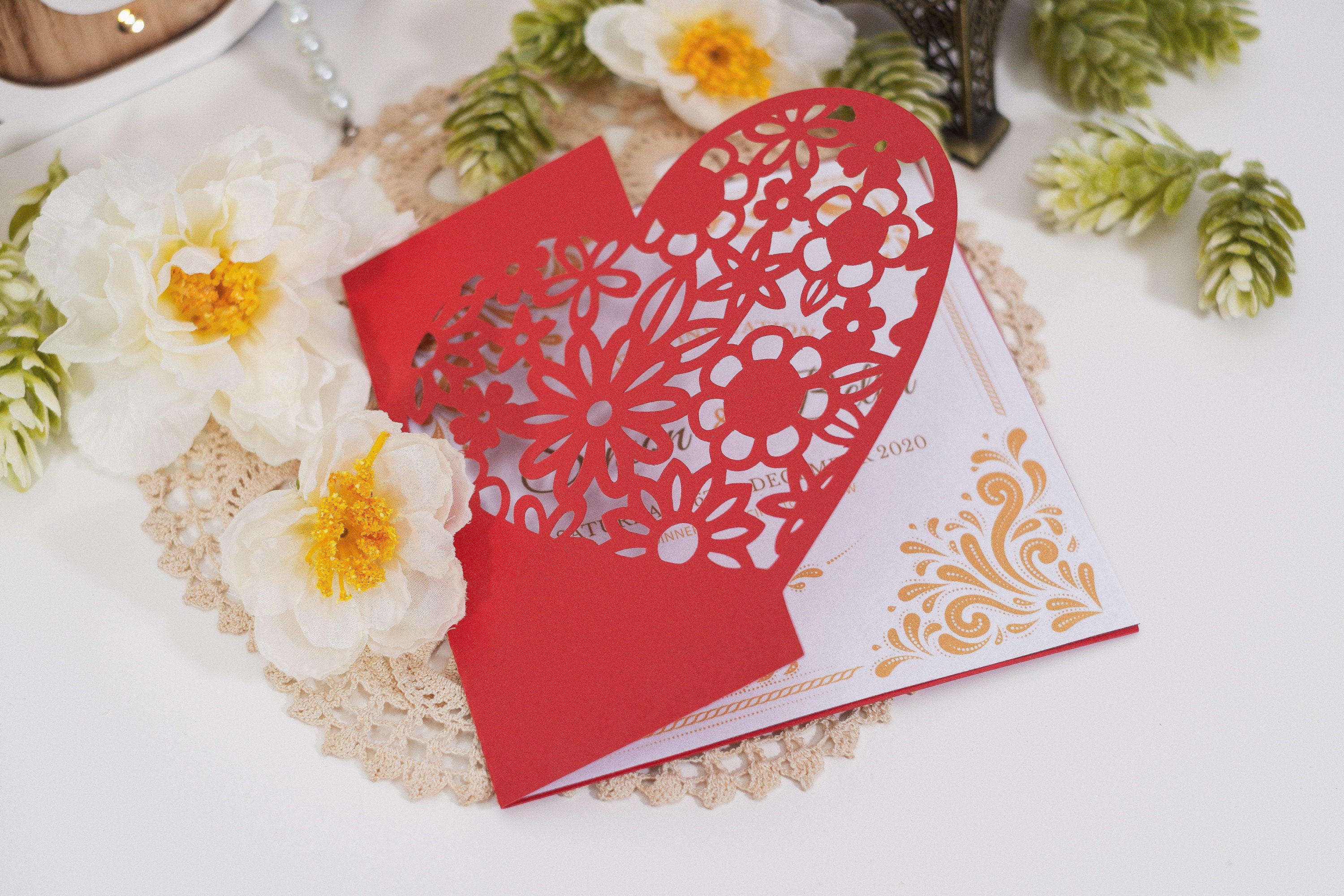 Heart Shape Wedding Invitation - Laser Cut Template (svg, Dxf, Ai, Eps ...