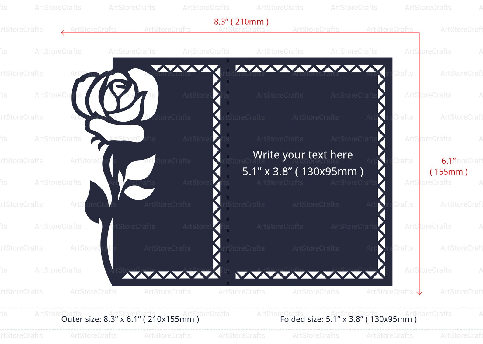 Elegant Rose Wedding Invitation - Laser Cut Template (svg, Dxf, Ai, Eps ...