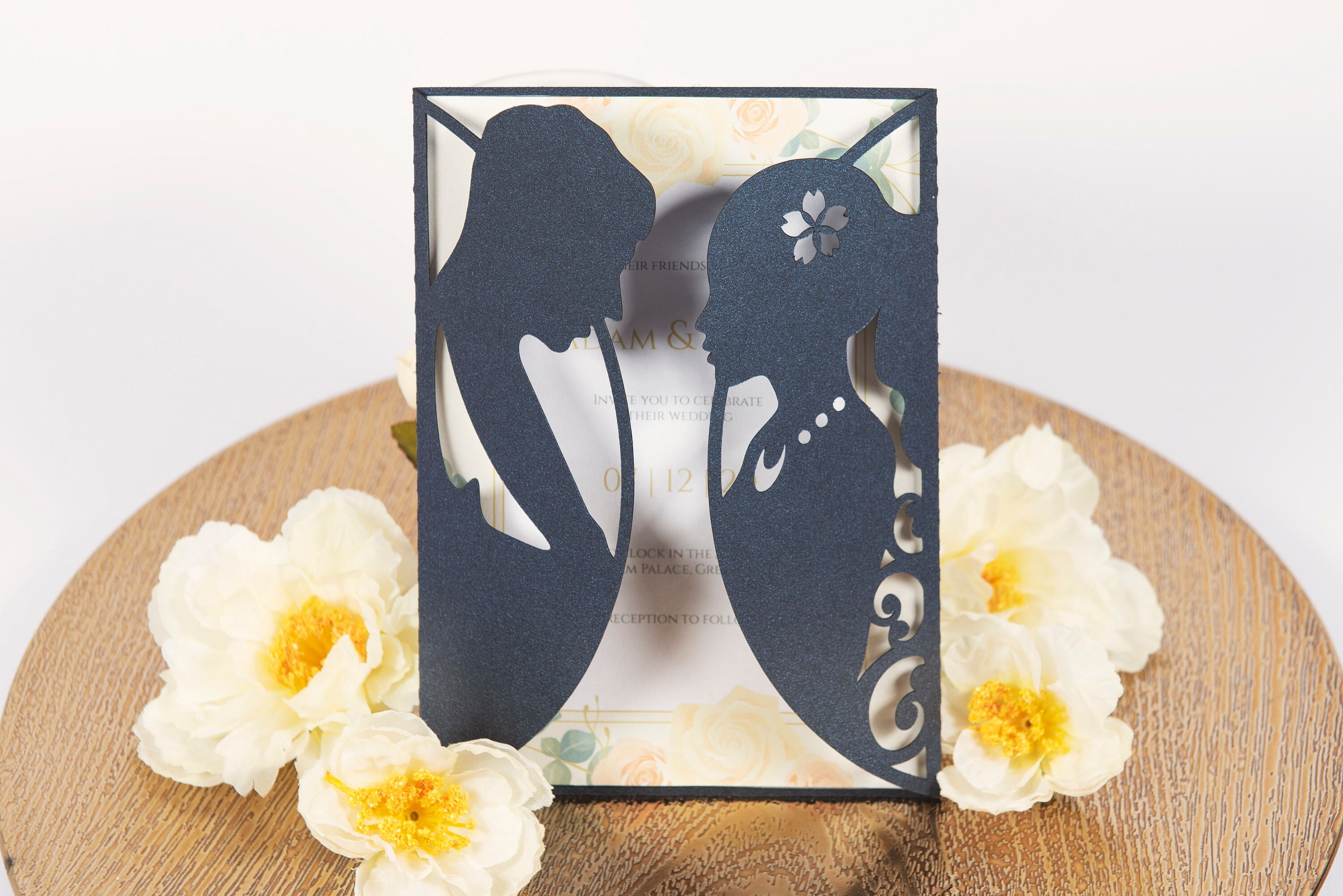 5x7 Romantic Couple Wedding Invitation - Laser Cut Template (svg, Dxf ...