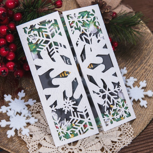 Snowflake Wedding Invitation Diy-laser Cut Pocket-snowflake - Etsy