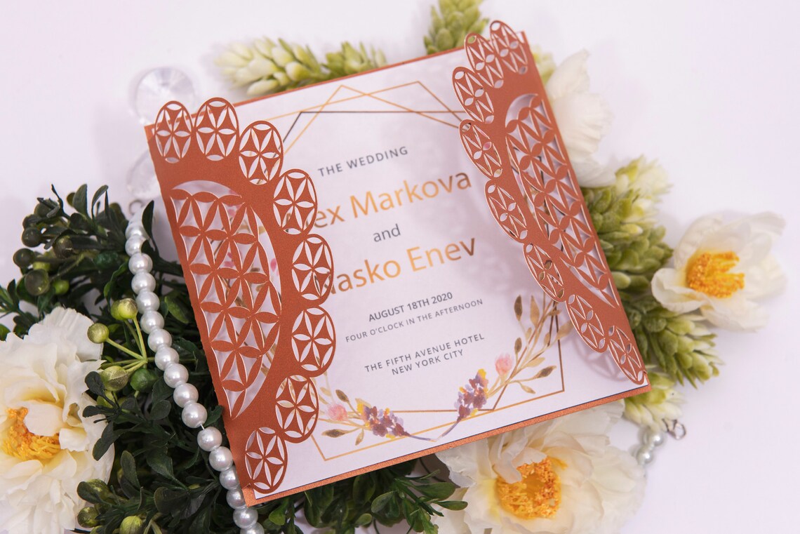 Flower of Life Gatefold Wedding Invitation Laser Cut - Etsy