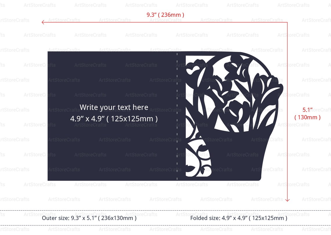 Floral Basket Wedding Invitation - Laser Cut Template (svg, Dxf, Ai ...