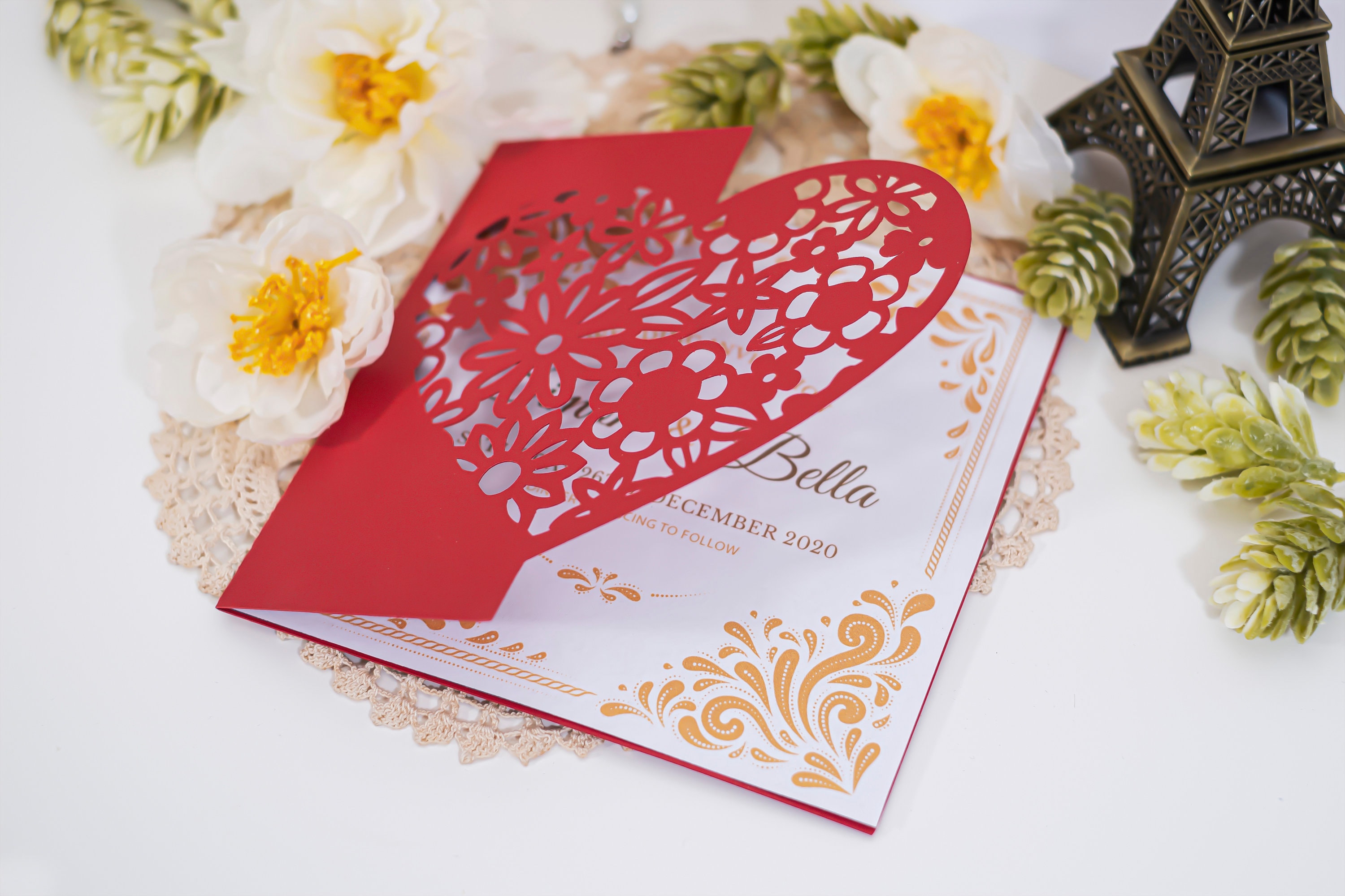 Heart Shape Wedding Invitation - Laser Cut Template (svg, Dxf, Ai, Eps ...