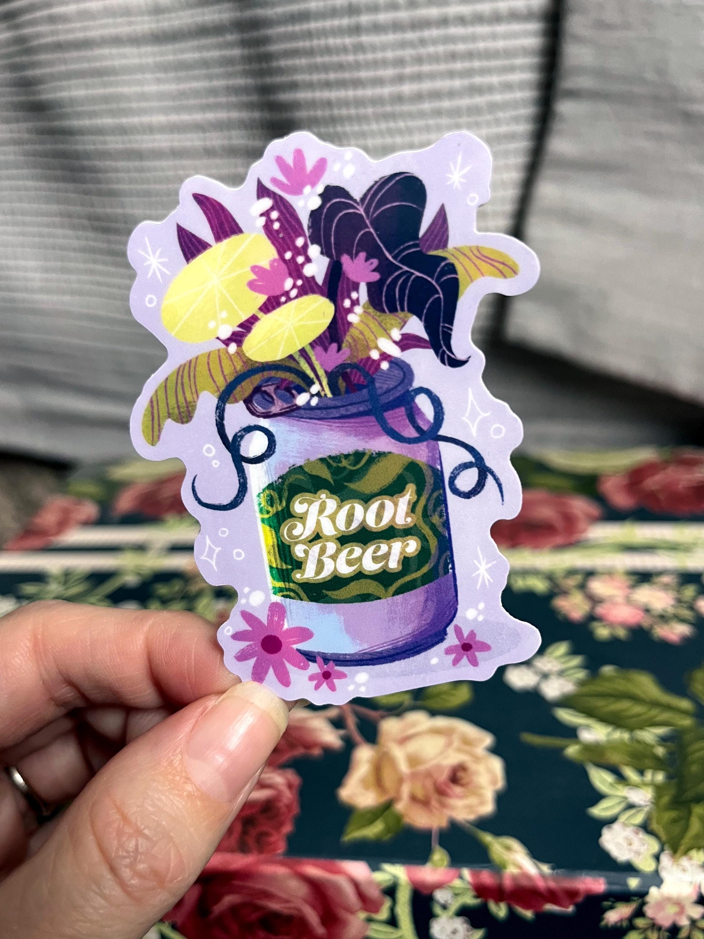 Root Beer Plant Lover Sticker | Cute Plant Flower Soda Can Sticker ...
