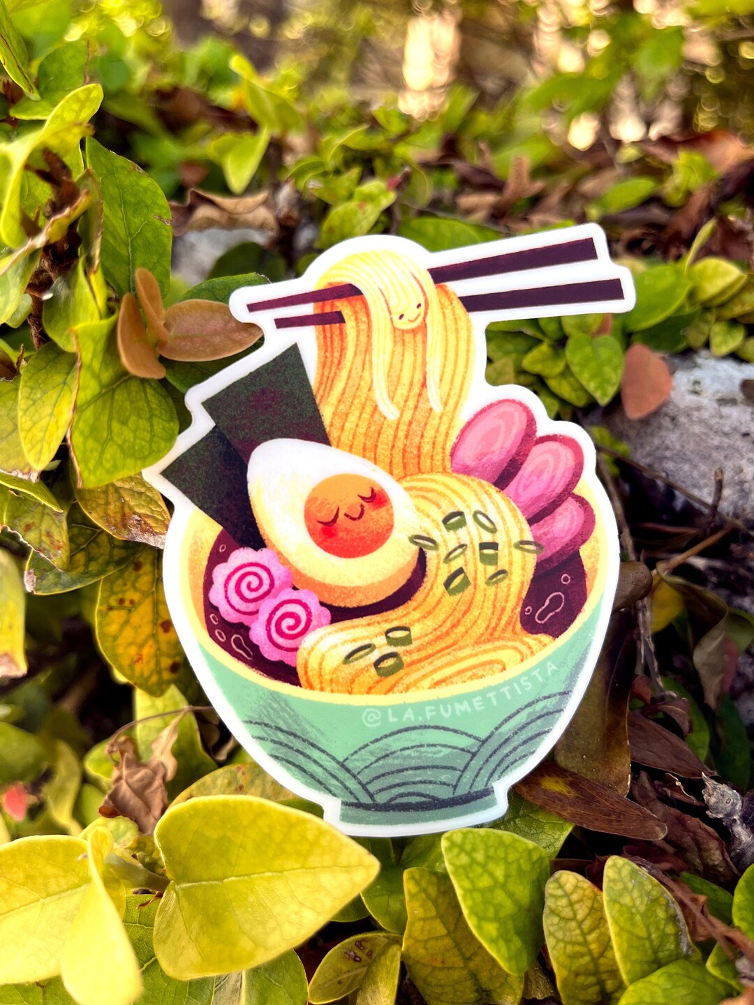 Happy Ramen Matte Sticker | Cute Ramen Noodle Soup Happy Egg Sticker ...