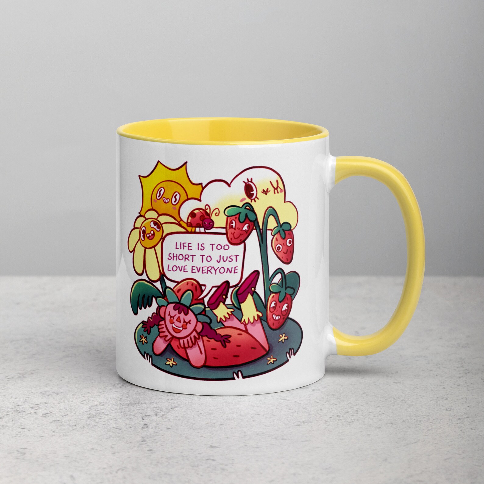 Life is Too Short Mug, 11oz | Retro-cartoon Inspired Illustrated ...