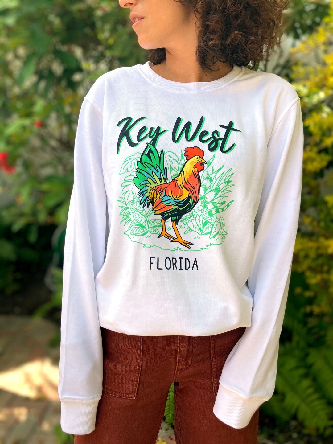 Key West Florida Illustrated Rooster Sweatshirt | Vacation Souvenir ...