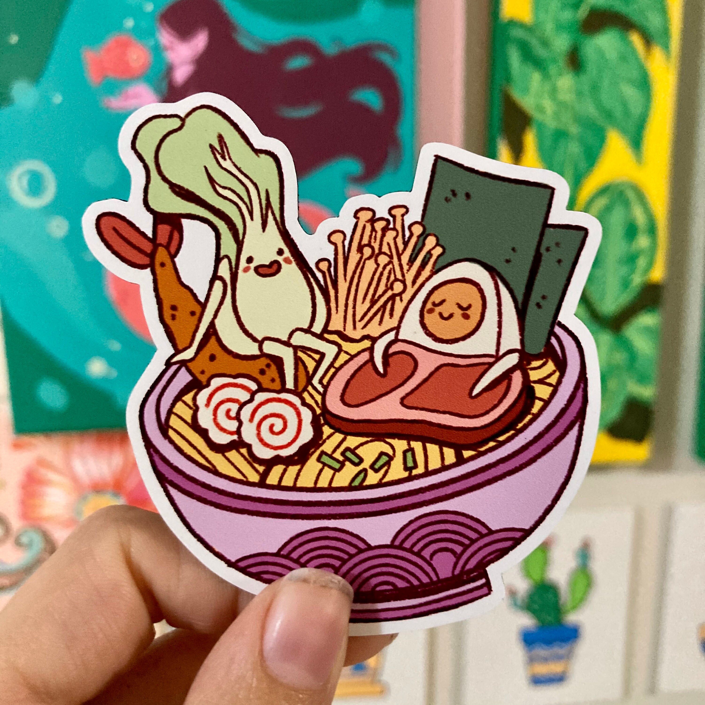 Cute Happy Ramen Magnet | Ramen Soup Refrigerator Decal | Cute Foodie ...