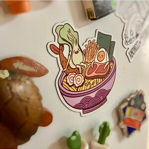 Cute Happy Ramen Magnet | Ramen Soup Refrigerator Decal | Cute Foodie ...