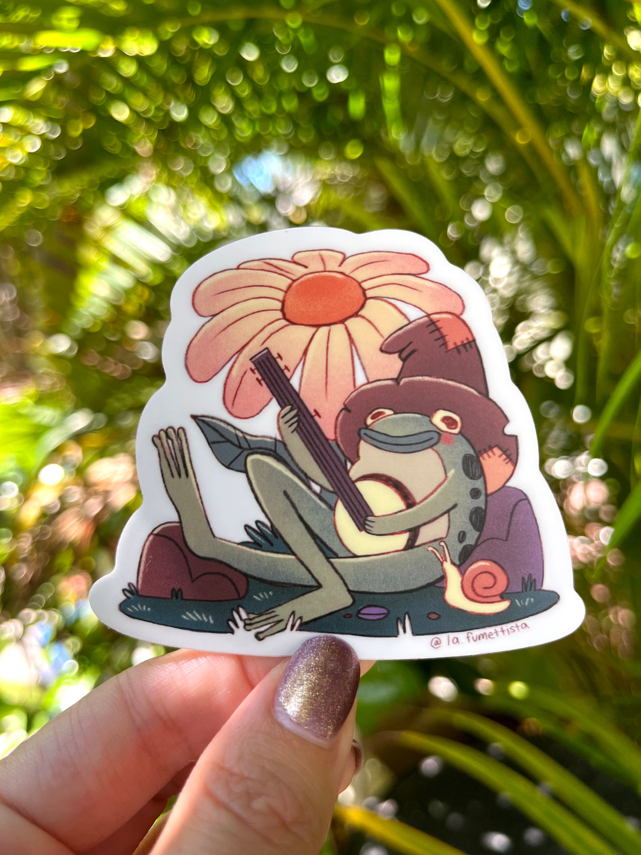 Cute Banjo Frog Sticker | Banjo Playing Toad Frog Matte Vinyl Sticker ...